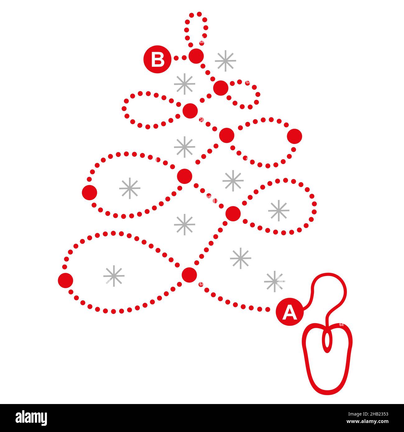 Christmas logistics card. Schematic christmas tree and PC mouse on ...