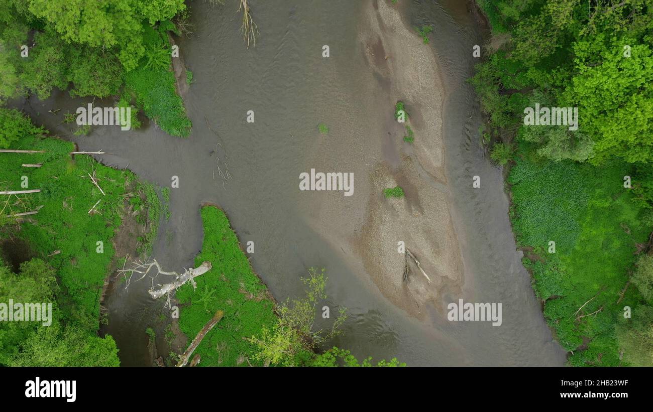 Inland river delta meander dron aerial video shot in sandy sand ...
