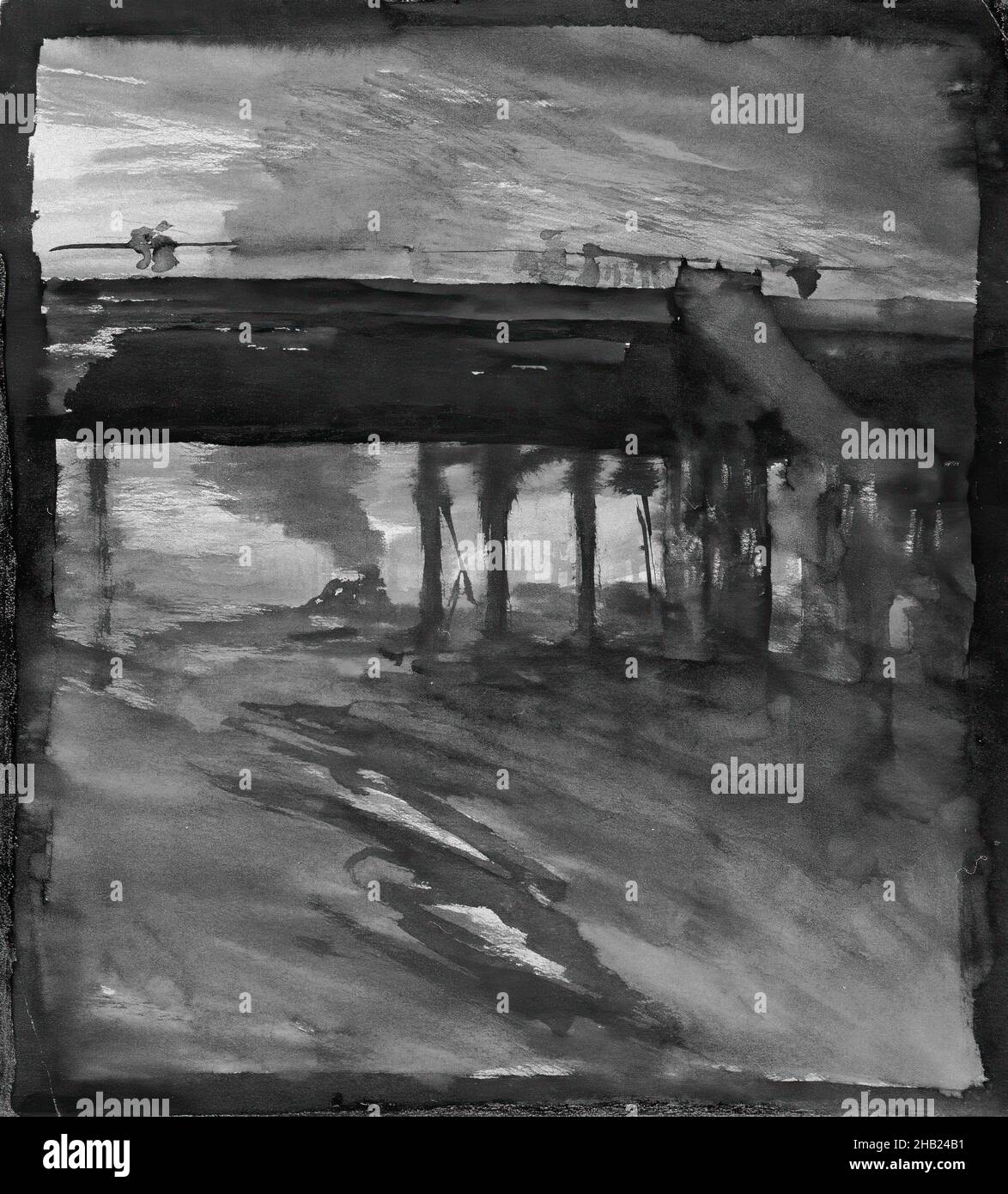 Philadelphia Bridge, Robert Henri, American, 1865-1929, Brown ink and ...