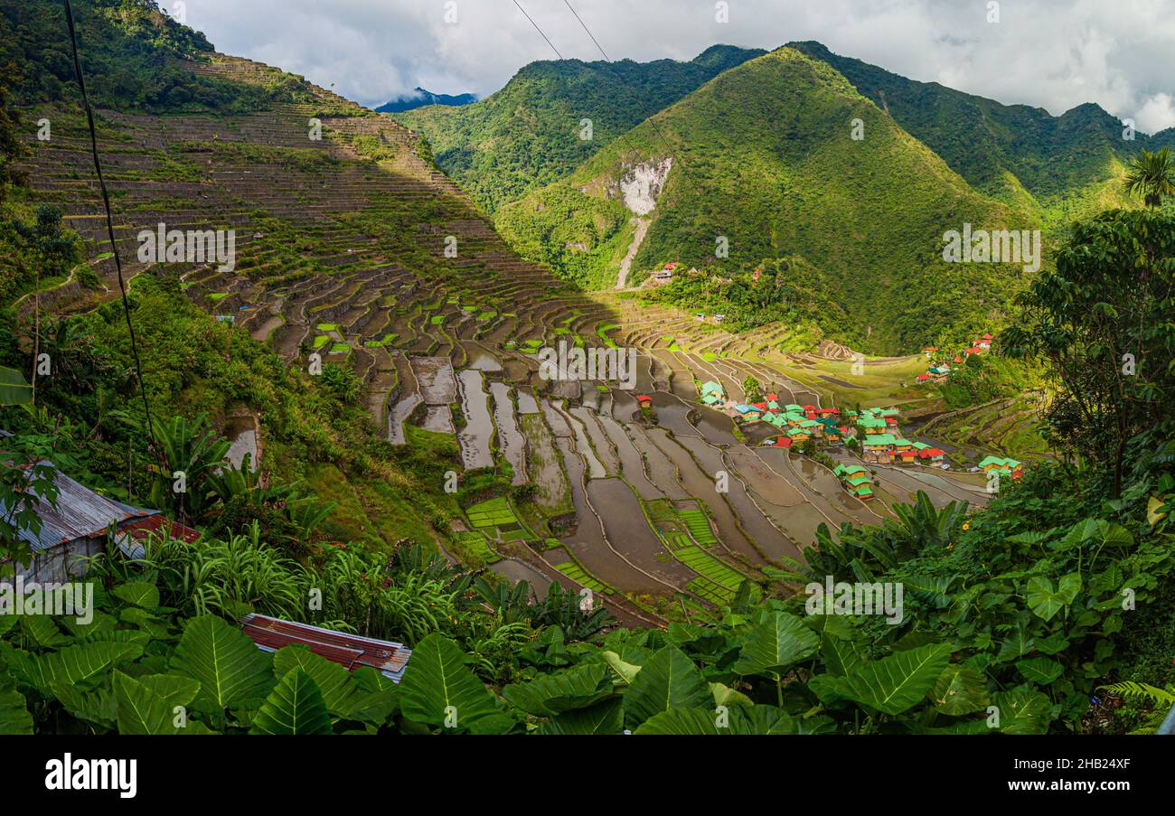 Panorama of Batad rice terraces, Luzon island, Philippines Stock Photo ...