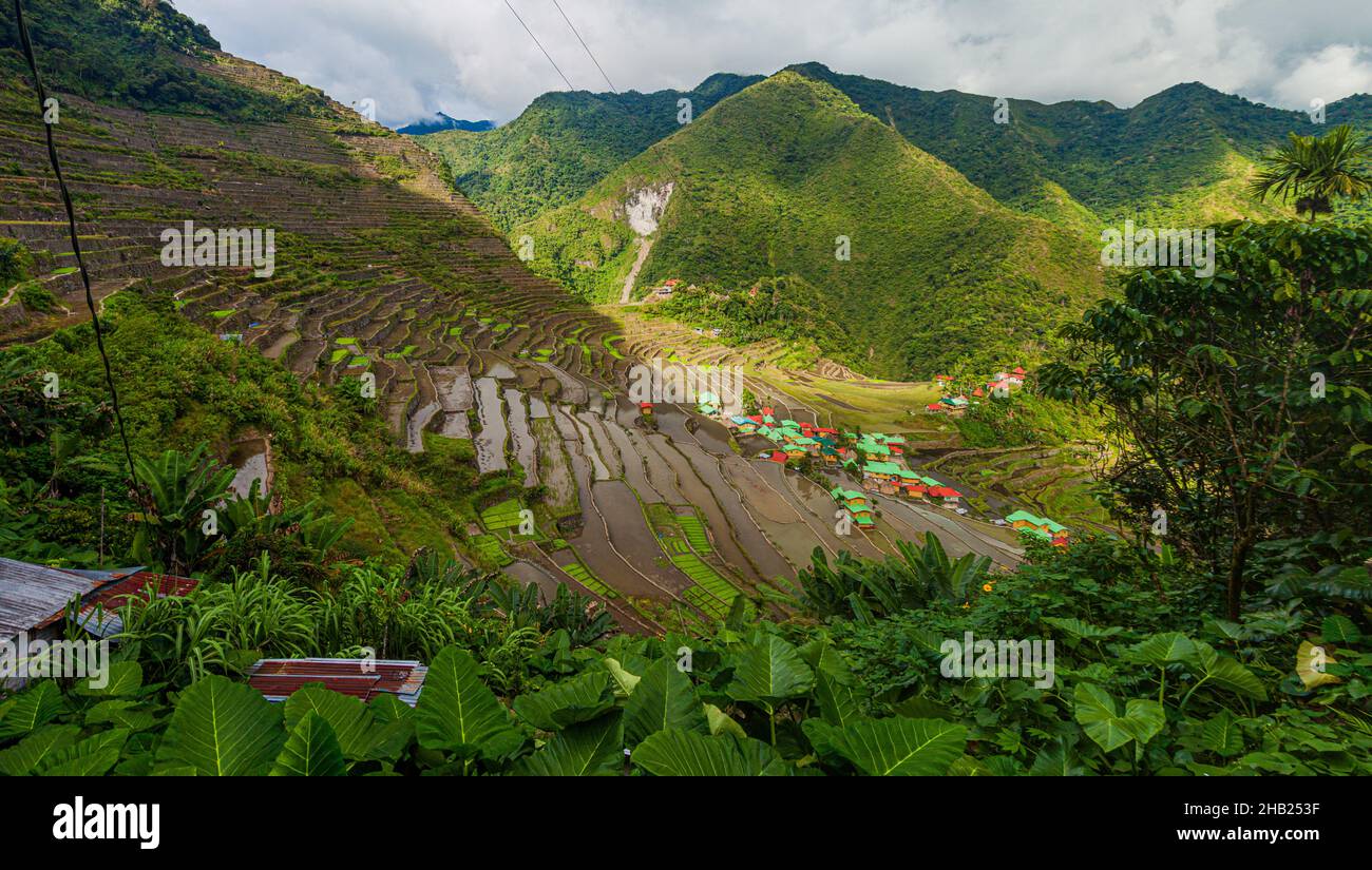Panorama of Batad rice terraces, Luzon island, Philippines Stock Photo ...