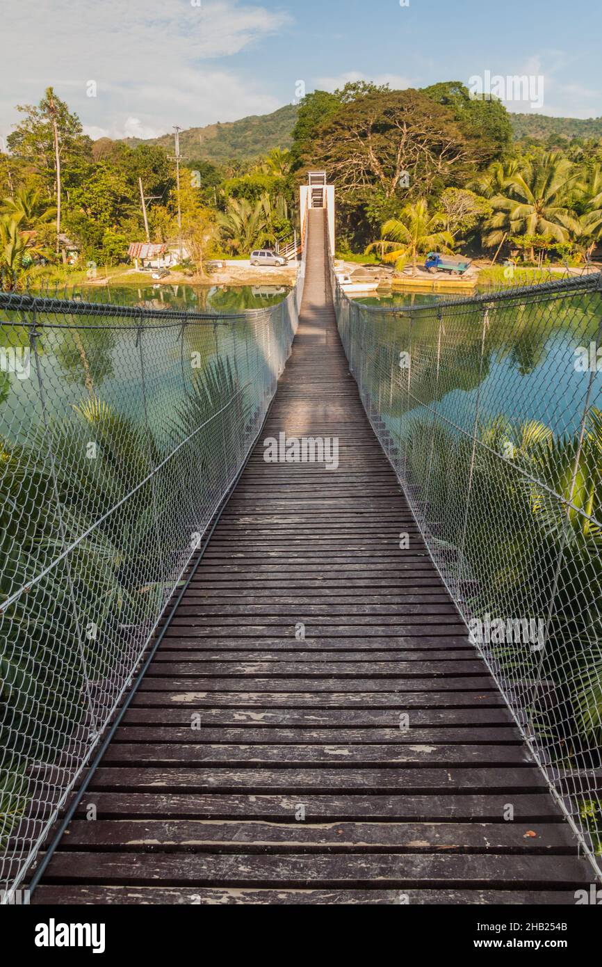 Camaya-an Hanging Bridge over Loboc river on Bohol island, Philippines ...