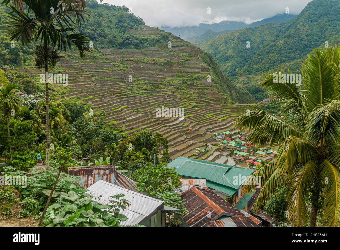 Aerial view of Batad rice terraces, Luzon island, Philippines Stock ...