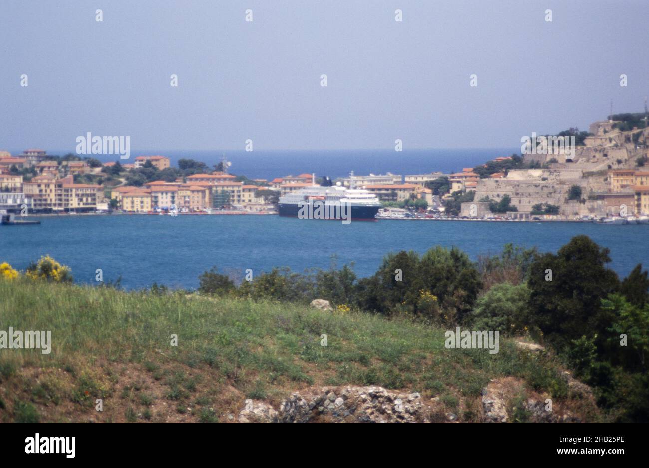 MV Minerva at moorings in port, Portoferraio, Elba in 1999 Swan ...