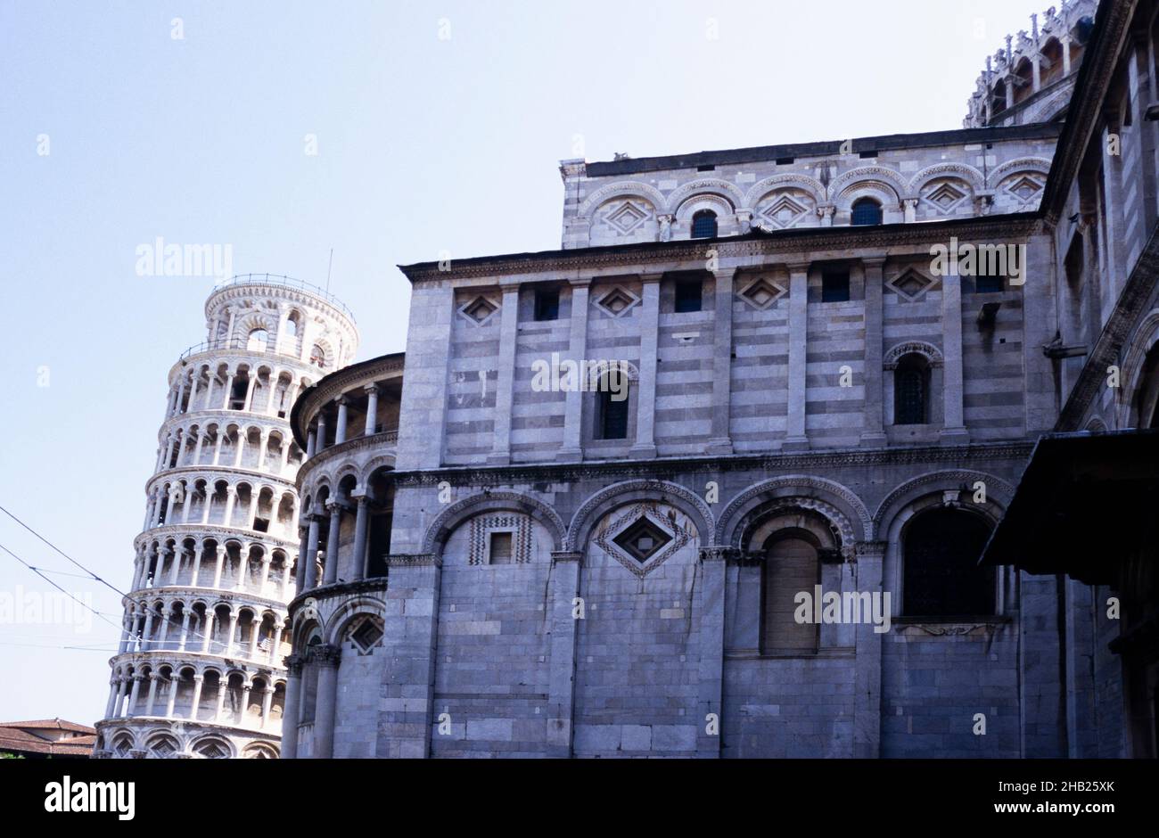 Cathedral church building and Leaning Tower of Pisa, Italy, in 1999 ...