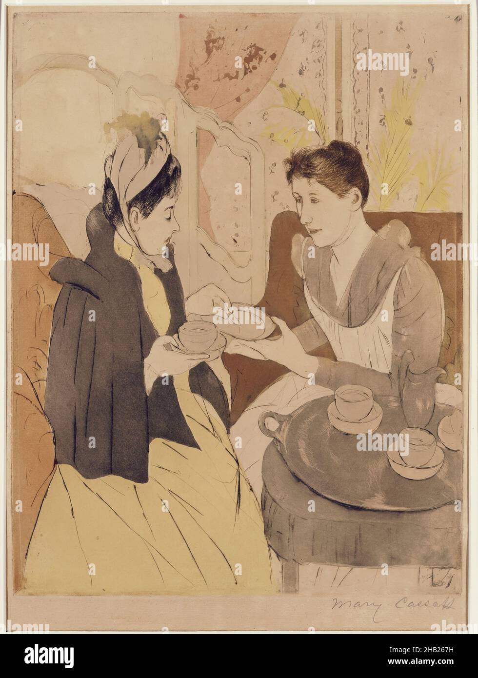 Afternoon Tea Party, Mary Cassatt, American, 1844-1926, Drypoint and ...