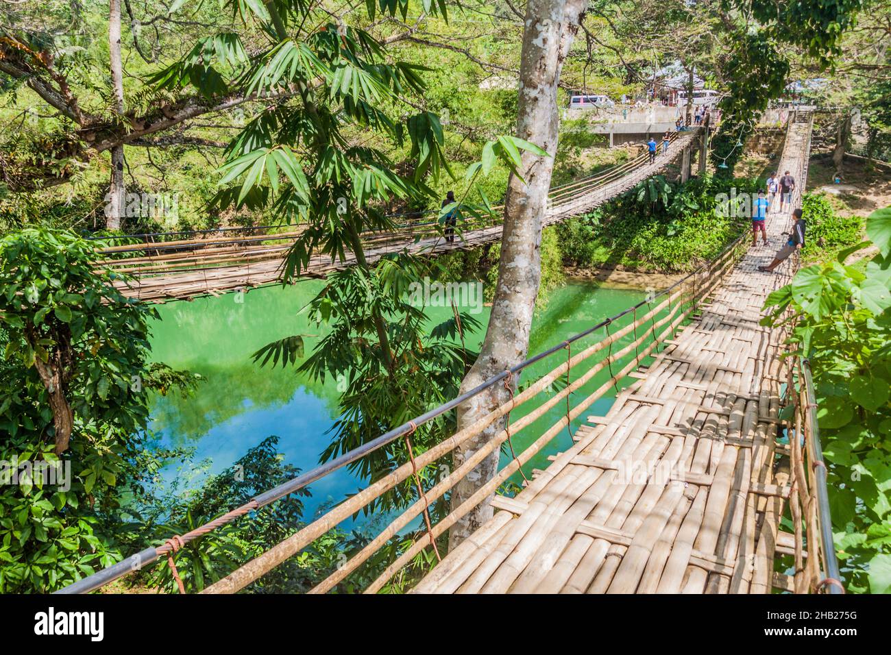 BOHOL, PHILIPPINES - FEB 11, 2018: View of Sipatan Twin Hanging Bridge ...