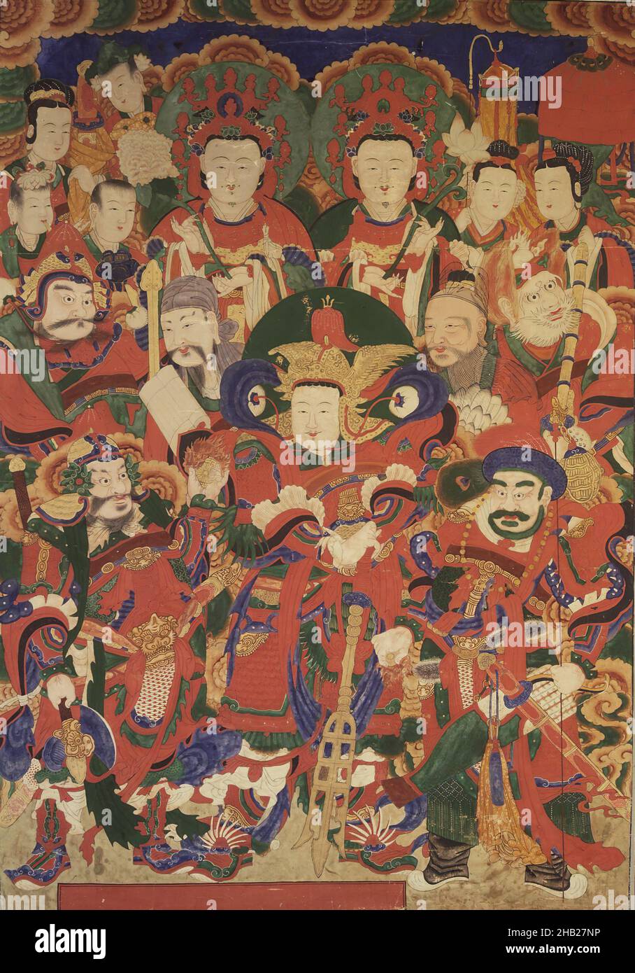 The Five Guardian Generals, O Bang Jang Kun, ink, color and gold leaf ...