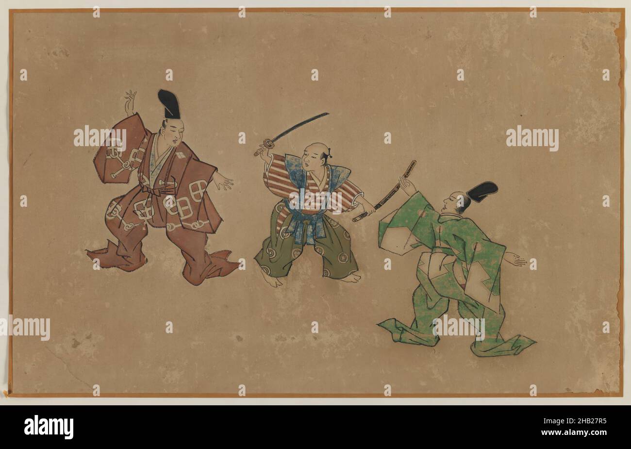 Drawing the Sword, Album Leaf Painting, Ink and color on paper, Japan ...