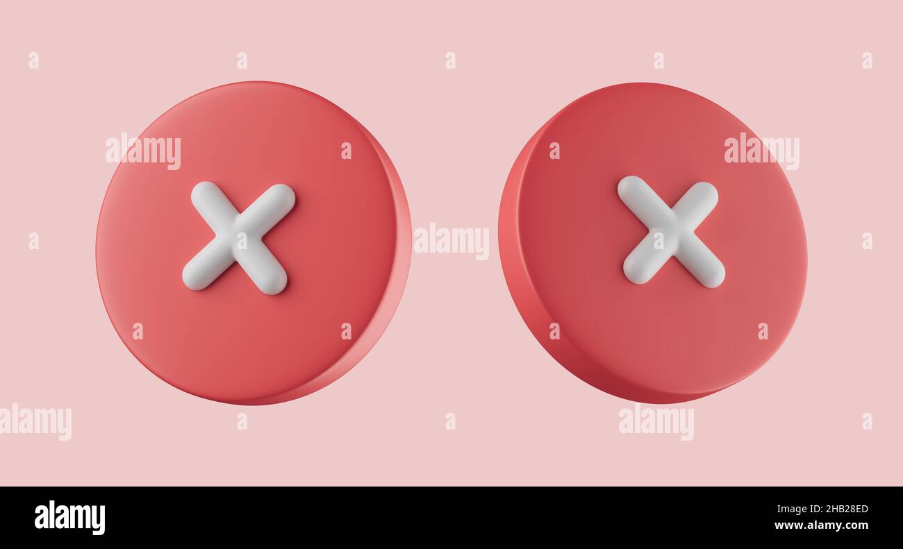 Simple error icon with cross symbol on both sides 3d render ...