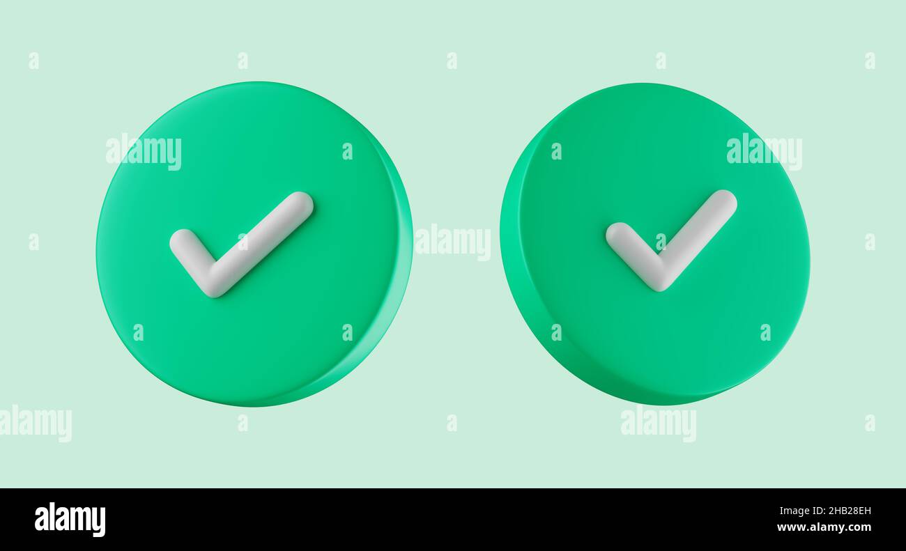 Simple success icon with check symbol on both sides 3d render ...