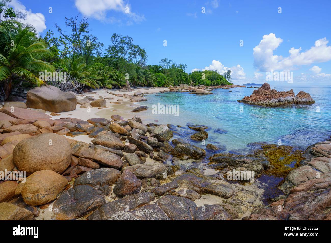 beautiful tropical beach anse badamier on curieuse island on the ...