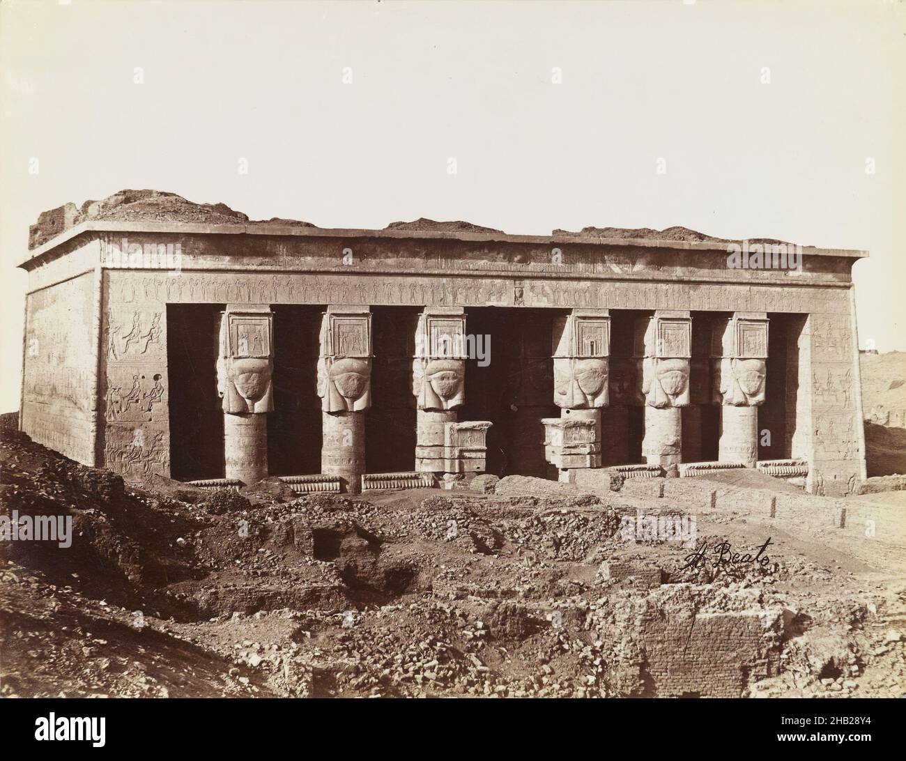 Temple of Hathor at Dendera, Dendur, View from northeast of the façade ...