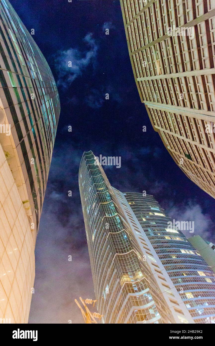 Night view of high rise buildings of Makati City in Manila, Philippines ...