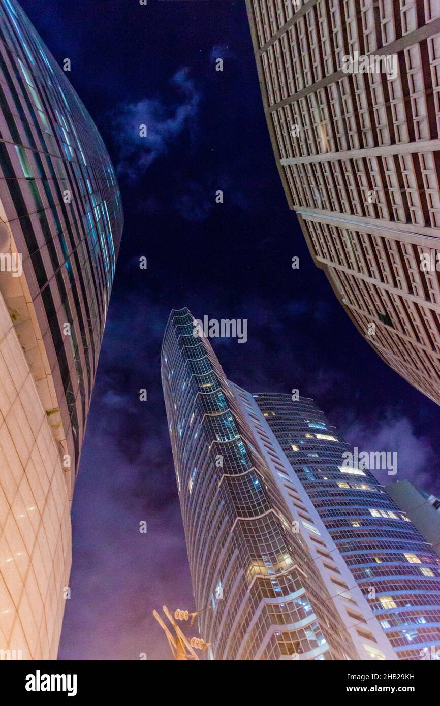 Night view of high rise buildings of Makati City in Manila, Philippines ...