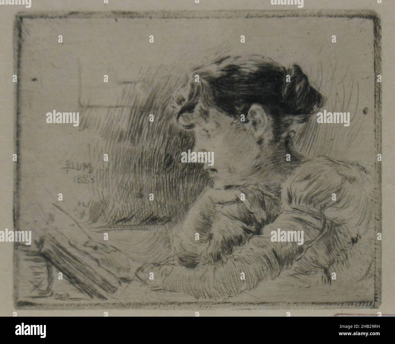 Girl Reading, Robert Frederick Blum, American, 1857-1903, Drypoint on ...