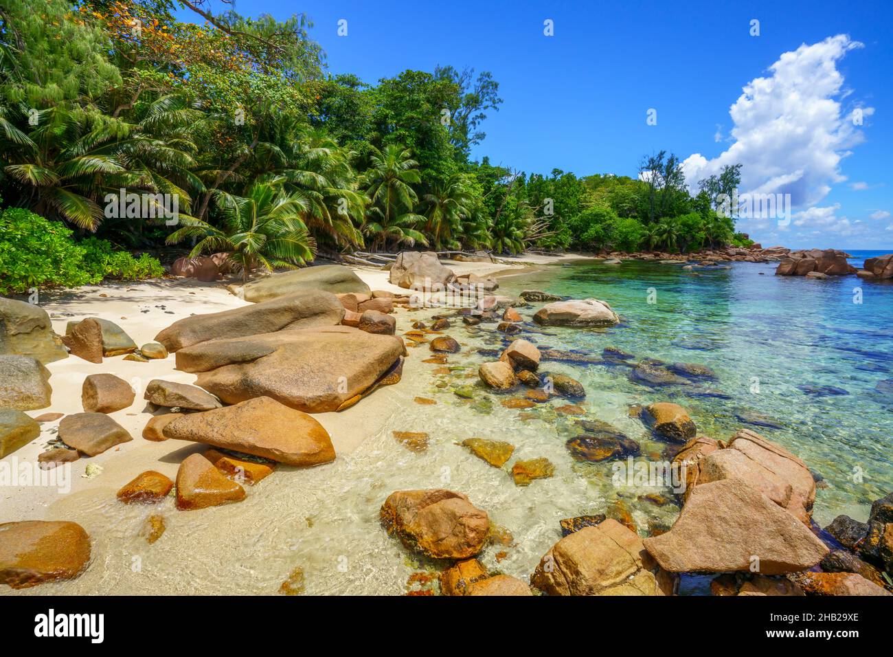 beautiful tropical beach anse badamier on curieuse island on the ...