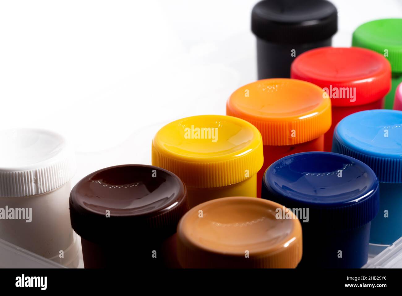 Poster paints in containers. Accessories for art works for children ...