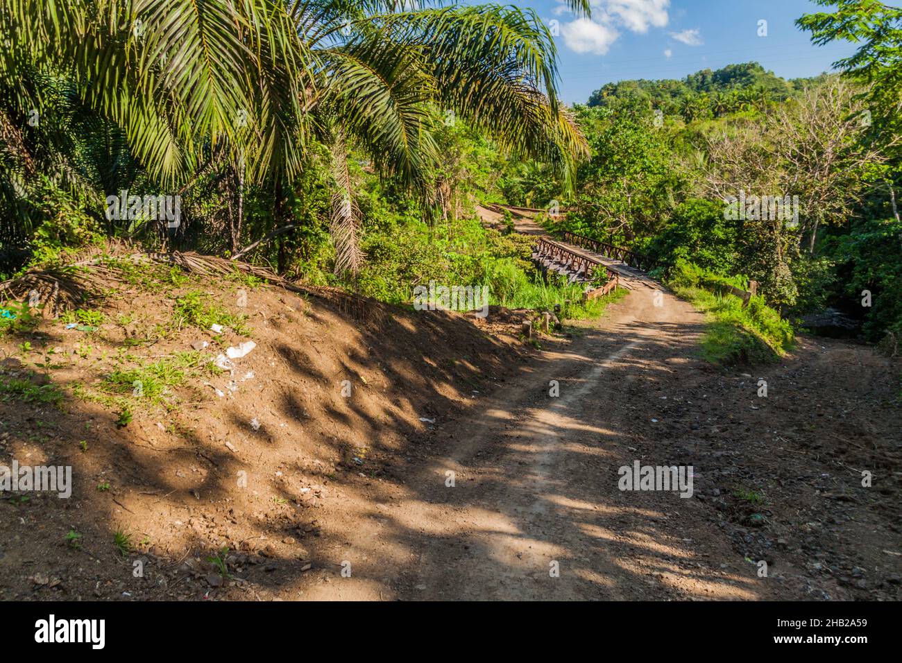 Country road with a small bridge on Bohol island, Philippines Stock ...