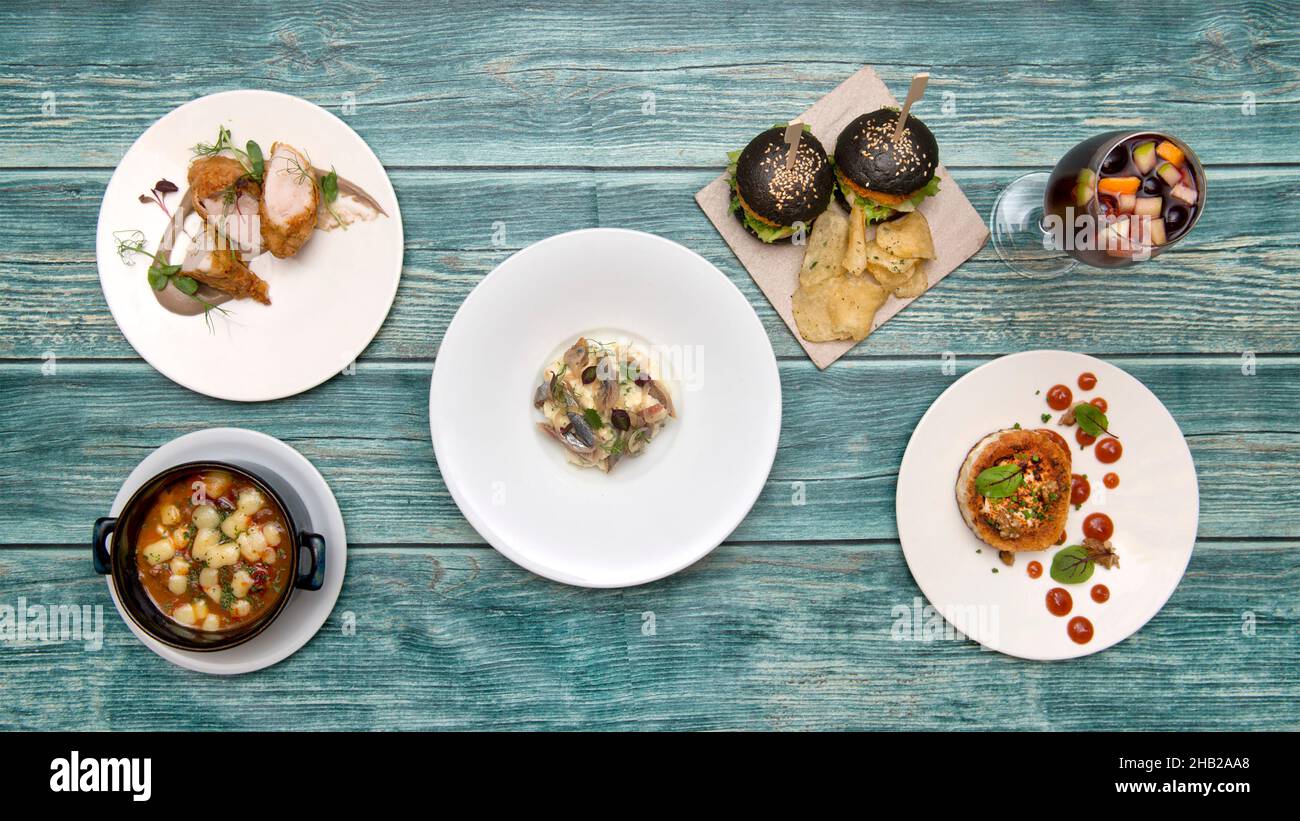 Selection of Spanish Tapas dishes Stock Photo - Alamy