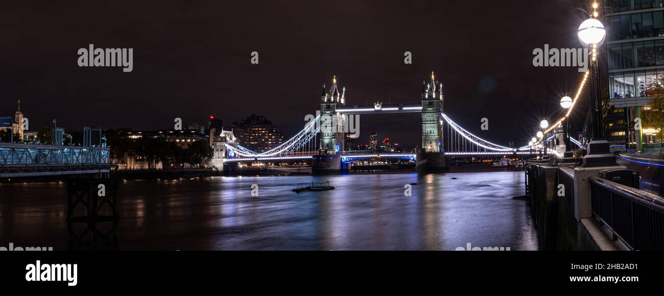 Iconic Tower Bridge view connecting London with Southwark over Thames ...