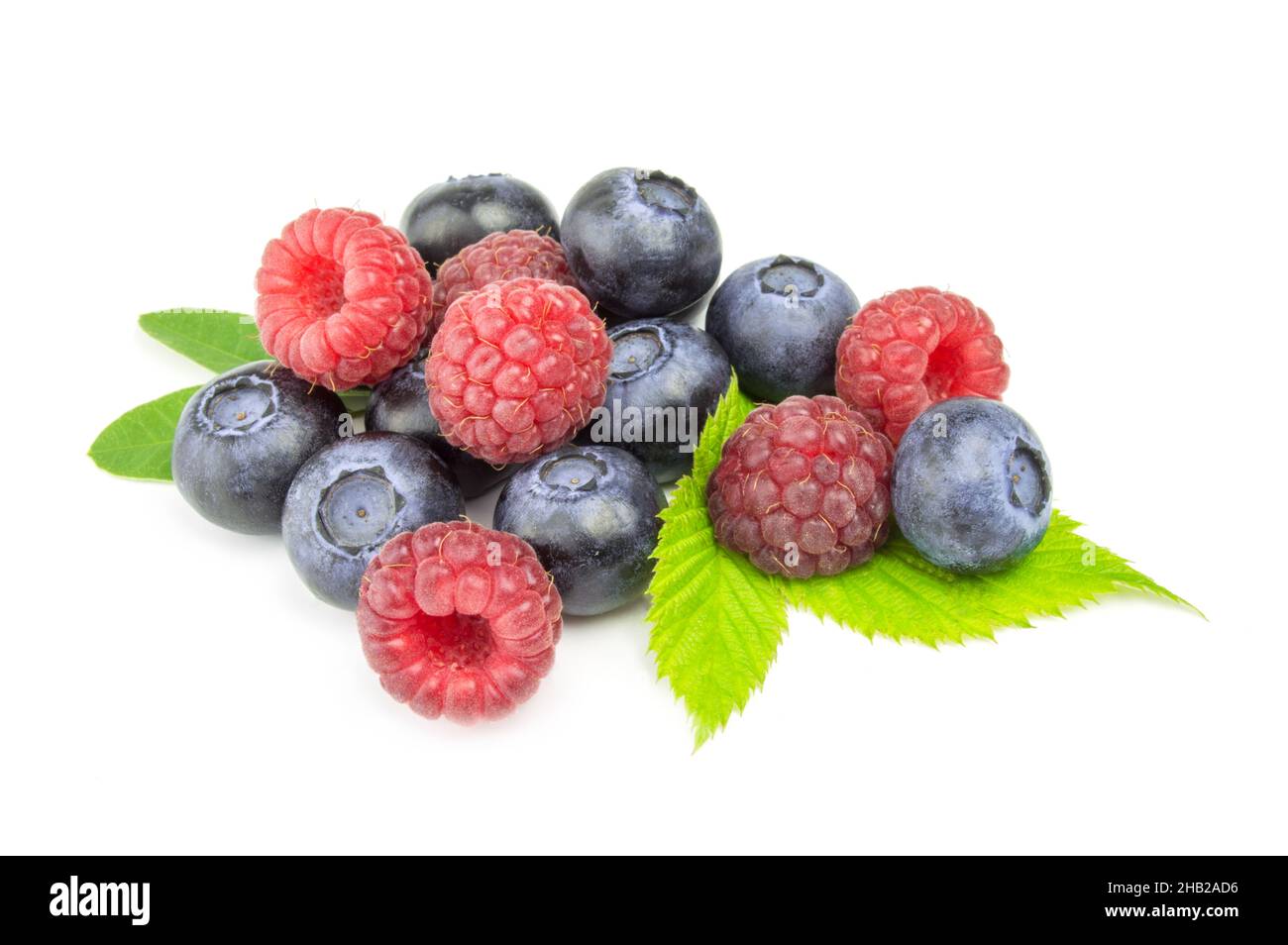 Blueberry and raspberries on white background Stock Photo - Alamy
