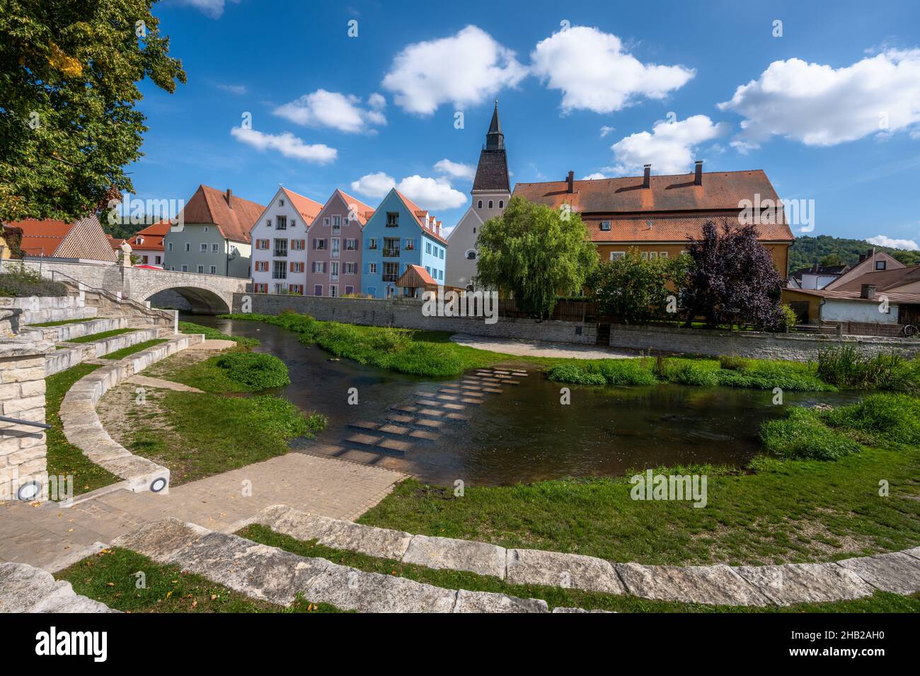 Park at the historic city wall of Berching (Germany Stock Photo - Alamy