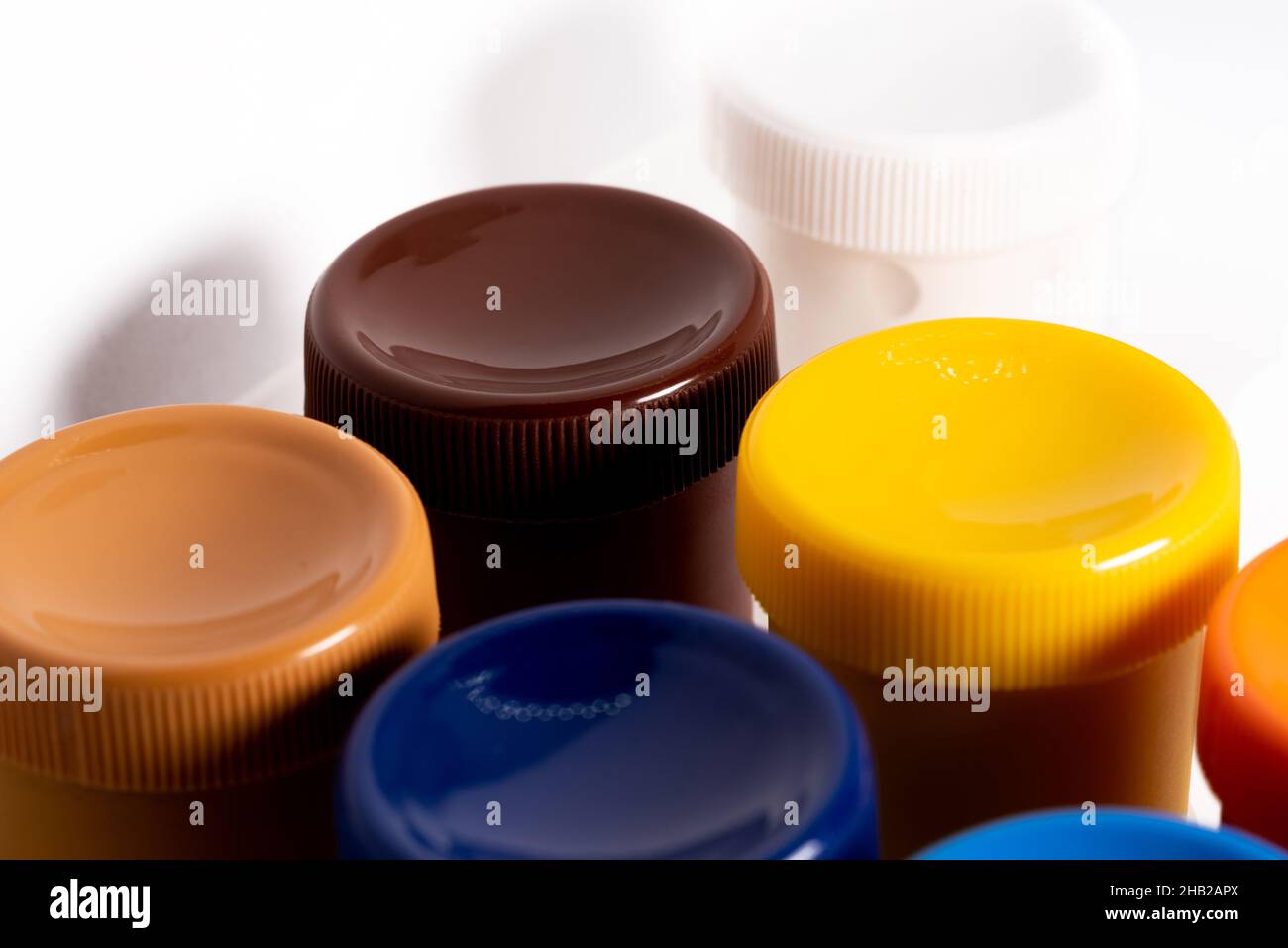 Poster paints in containers. Accessories for art works for children ...