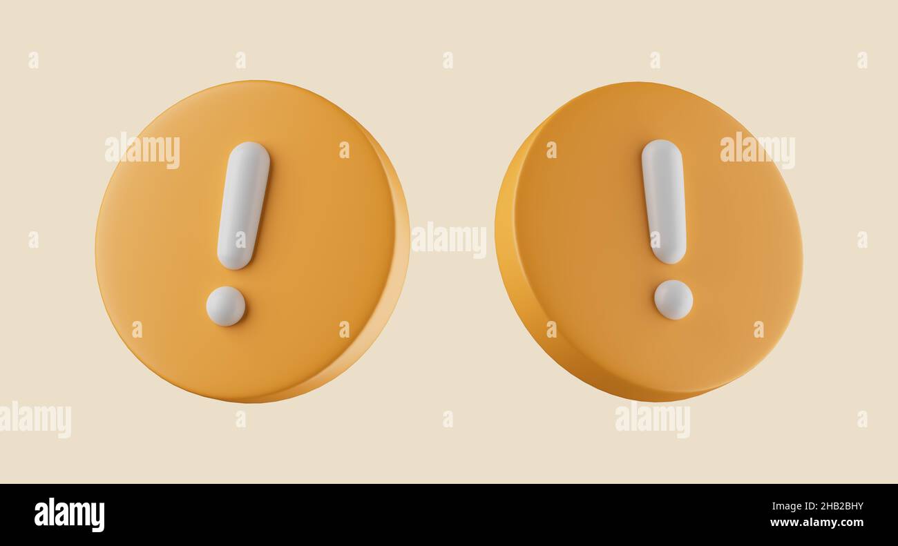 Simple warning icon with exclamation point symbol on both sides 3d ...
