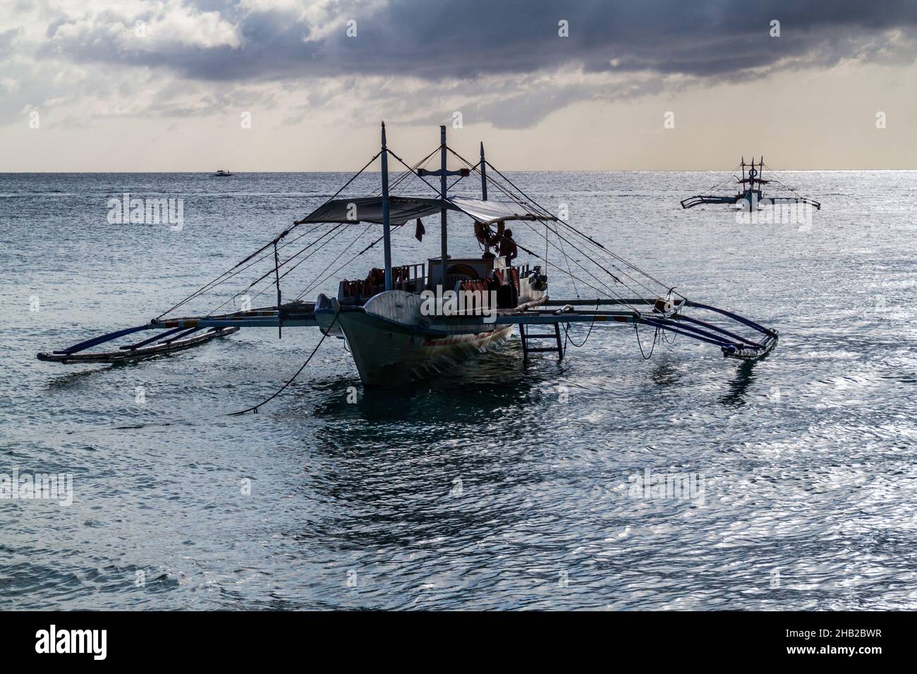 Bangka (paraw), double-outrigger boat, Boracay island, Philippines ...