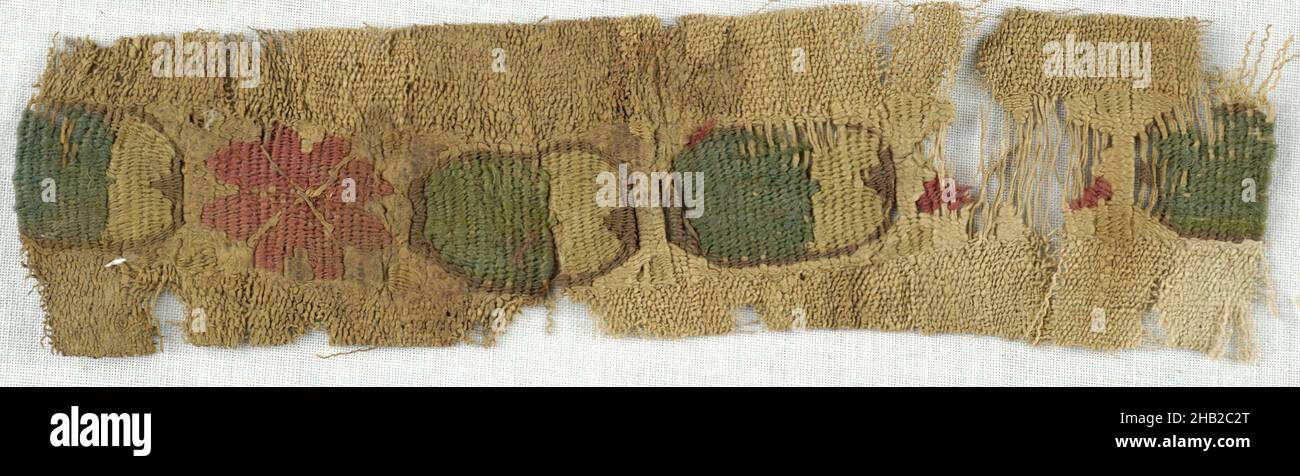 Band Fragment with Botanical Decoration, Coptic, Flax, wool, 5th-7th ...