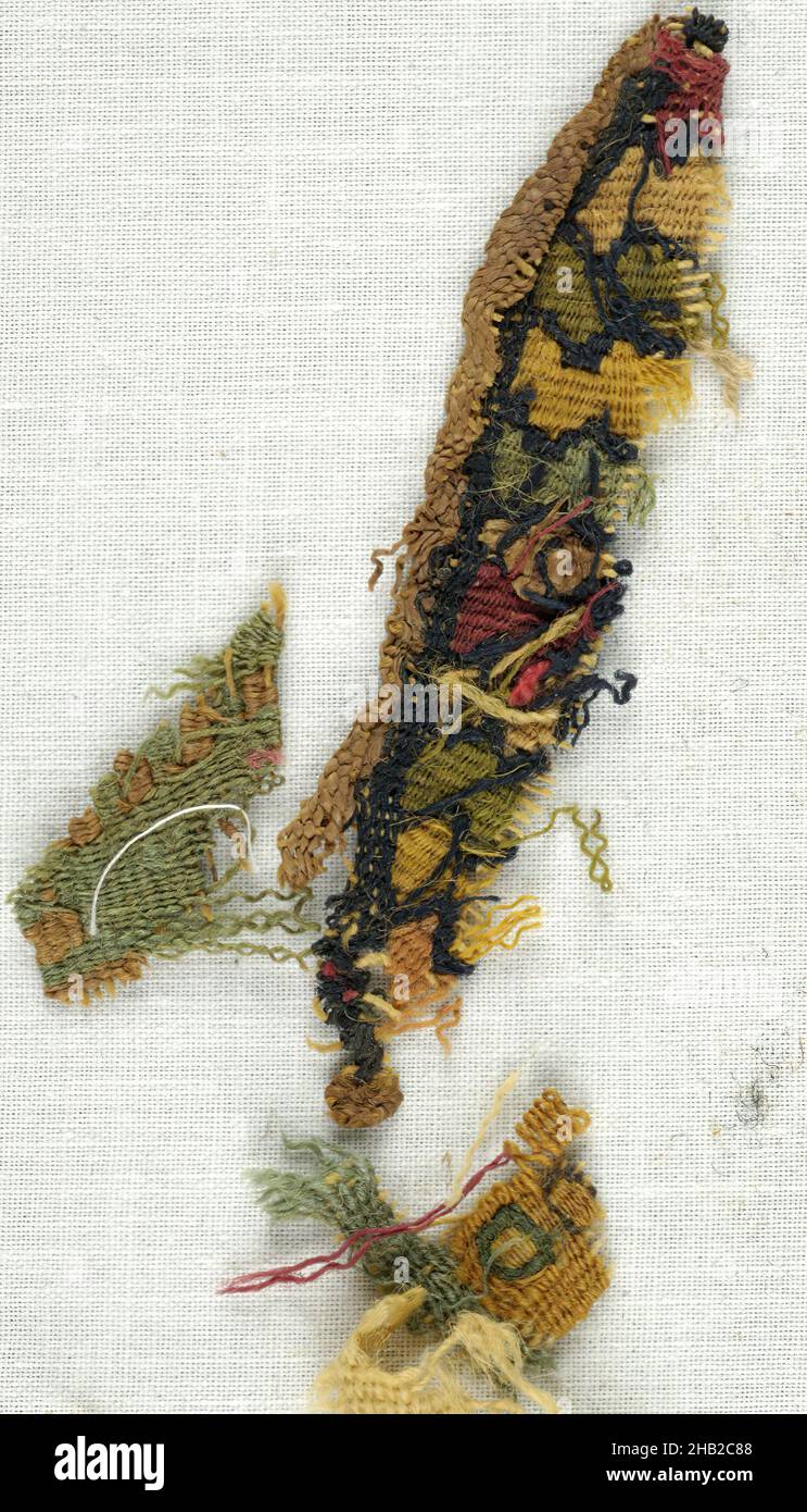 Tapestry Weave Fragments, Coptic, Flax, wool, Late Antique Period, 5 x ...