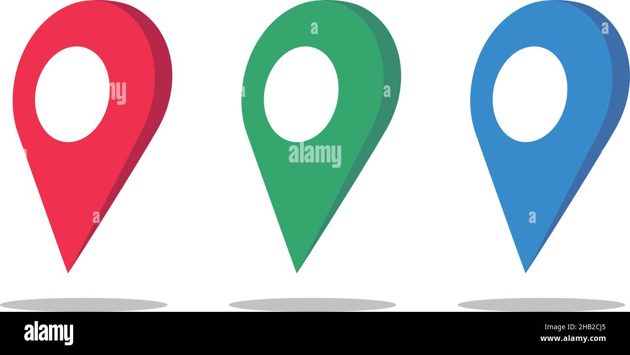 Icon set of map pins with shadows. A simple icon that can be used to ...