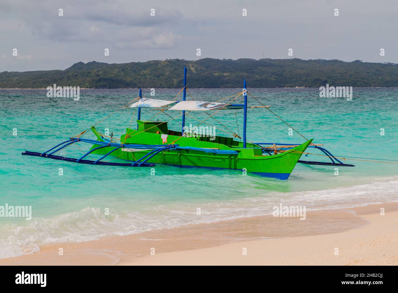 Bangka paraw , double-outrigger boat at Boracay island, Philippines ...