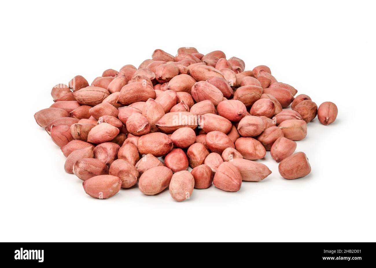 Pile of red peanuts on white background Stock Photo - Alamy