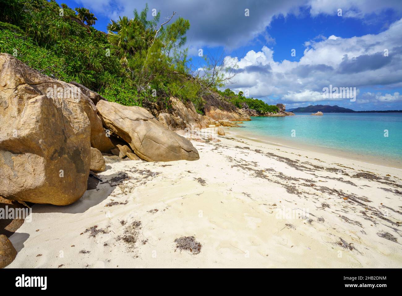beautiful tropical beach on curieuse island on the seychelles Stock ...
