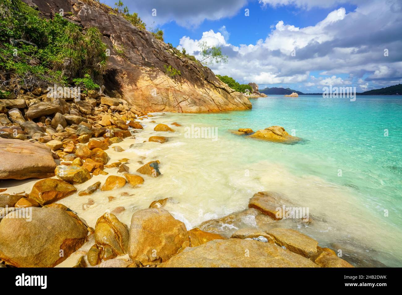 beautiful tropical beach on curieuse island on the seychelles Stock ...