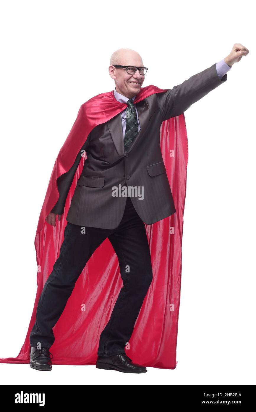business man in a superhero raincoat. isolated on a white Stock Photo ...