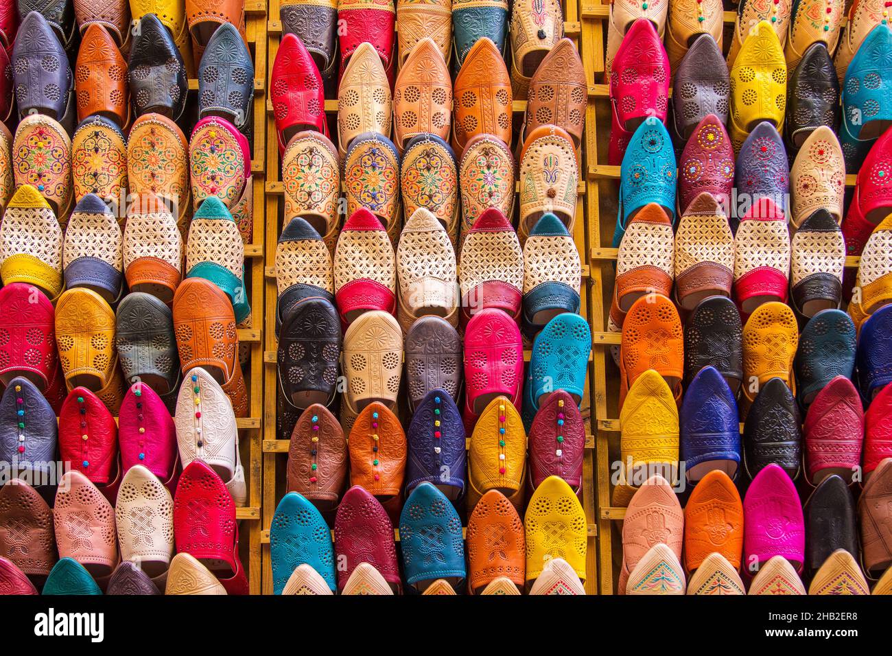 Colorful Babouche slippers - Traditional Moroccan footwear at the ...