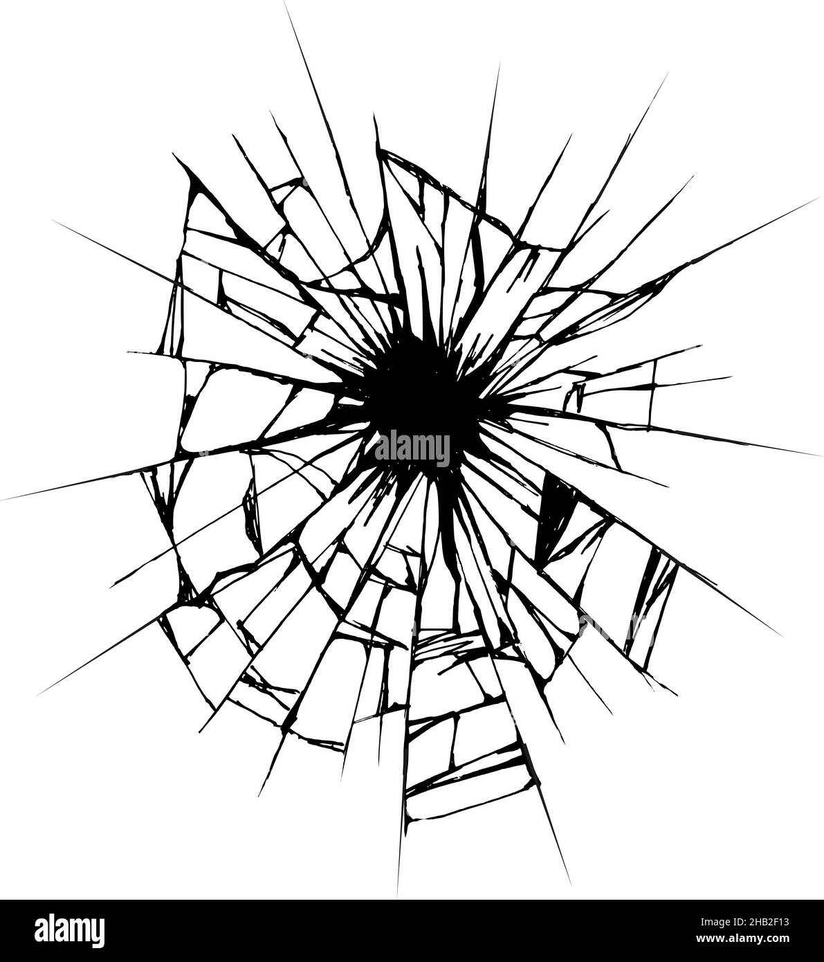 Crack in ice or ground .Damaged windshield .Hand sketch on white ...