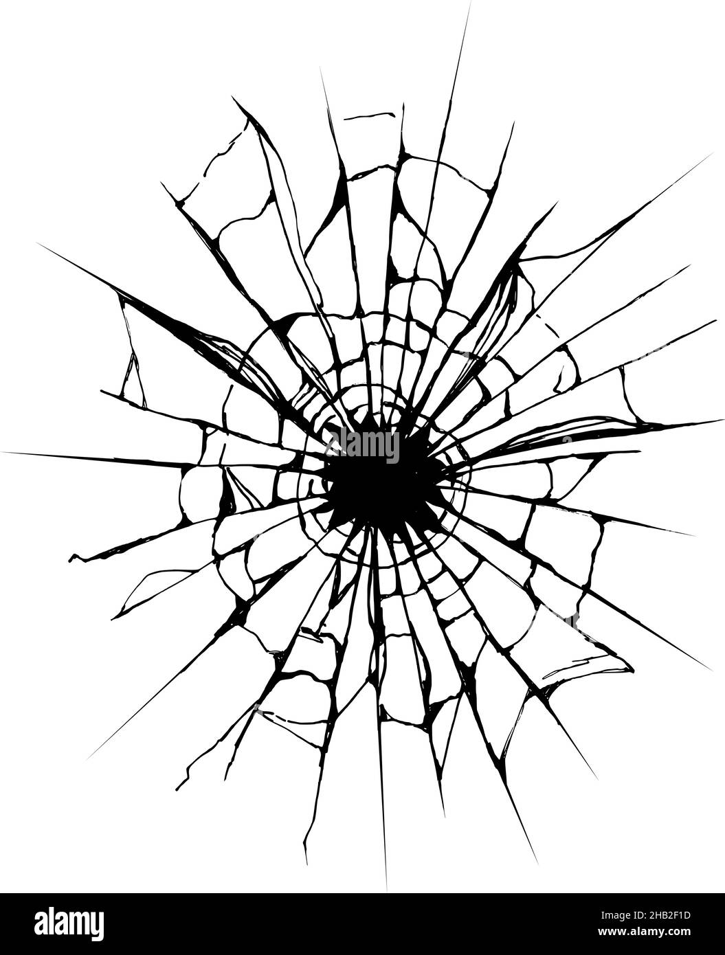 Crack in ice or ground .Damaged windshield .Hand sketch on white ...