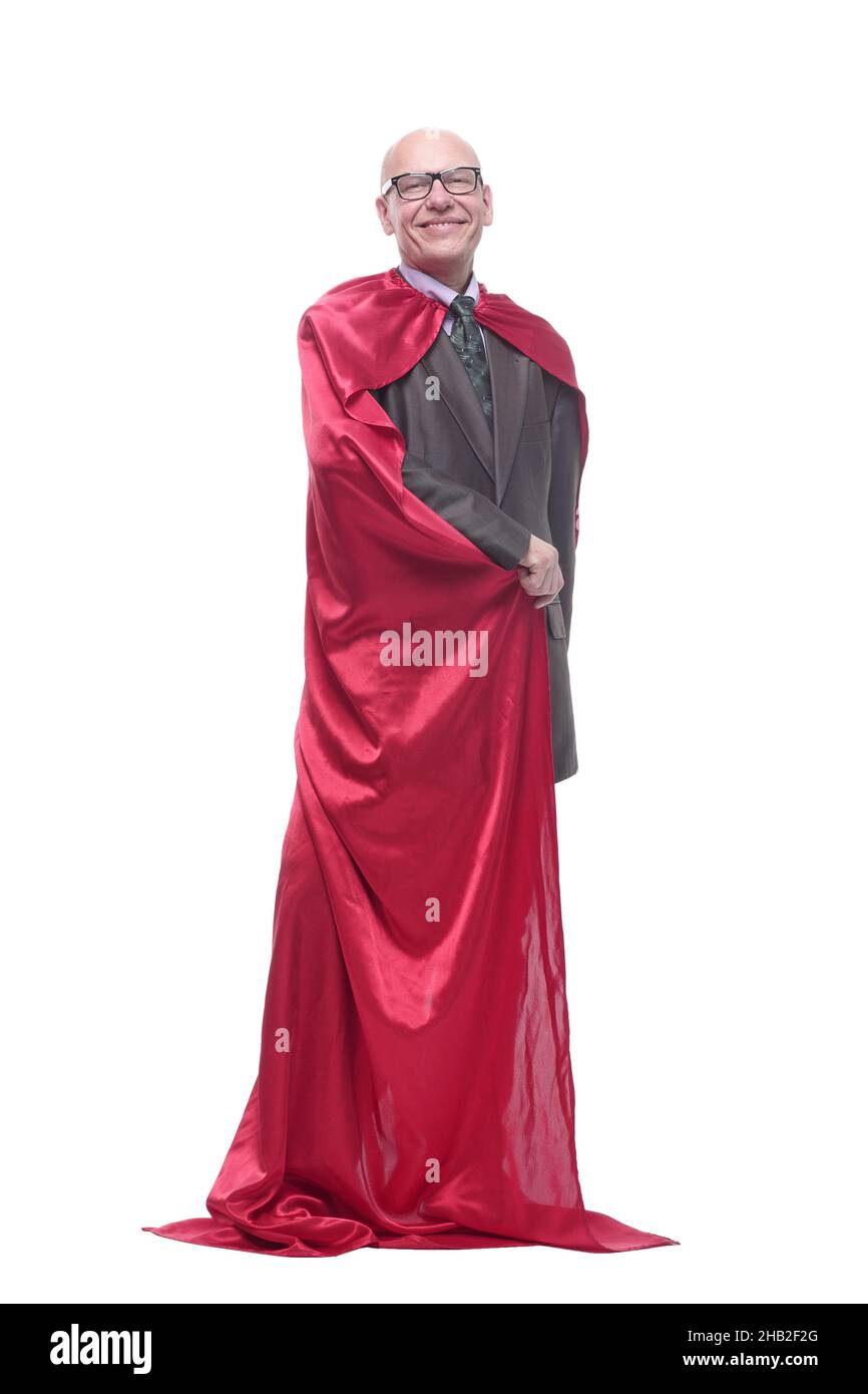 business man in a superhero raincoat. isolated on a white Stock Photo ...