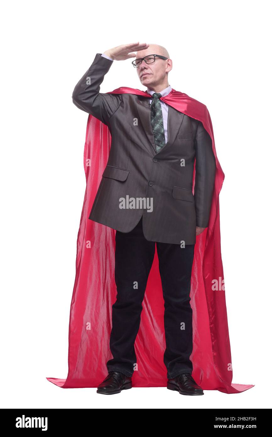 business man in a superhero raincoat. isolated on a white Stock Photo ...