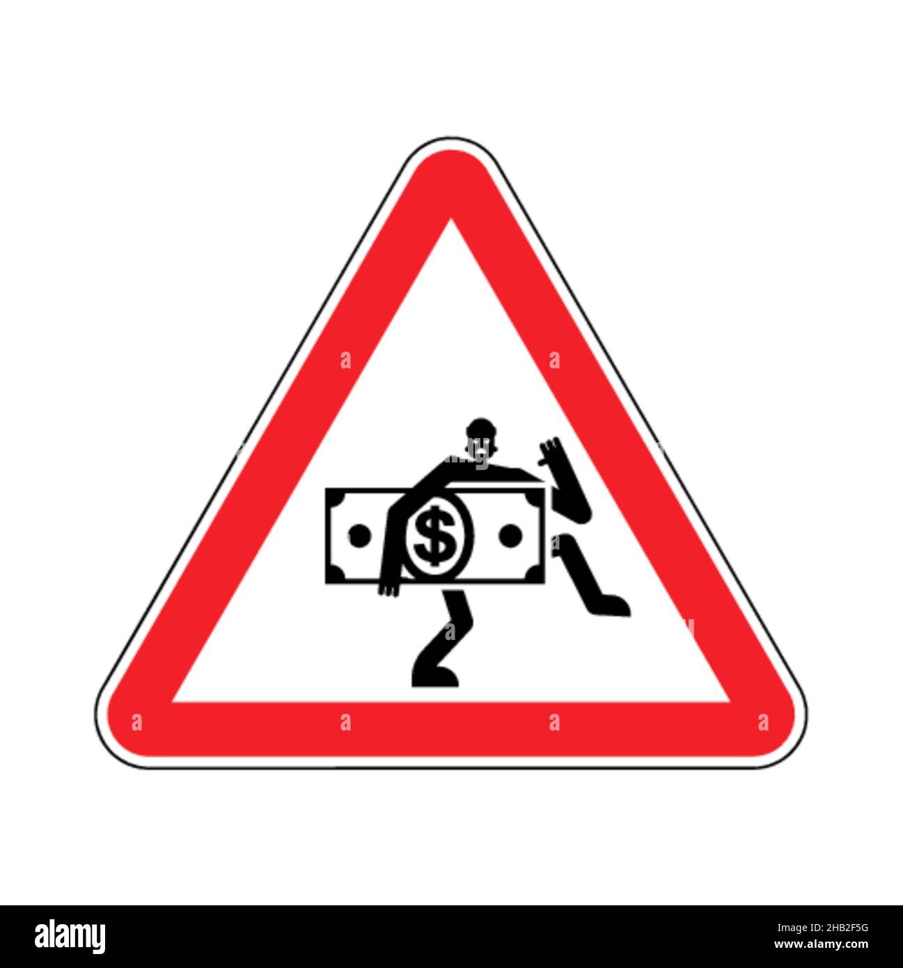 Attention Thief. Warning red road sign. Caution robber Stock Vector ...