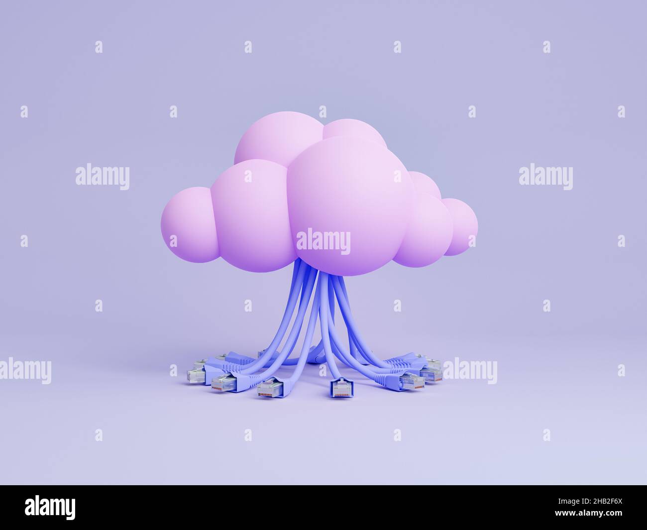 spherical cloud with several ethernet cables falling from it. concept ...