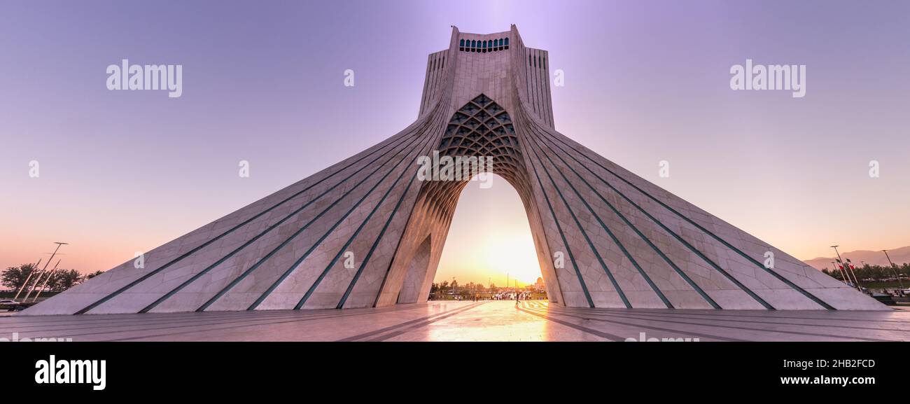 TEHRAN, IRAN - APRIL 2, 2018: Sunset view of Azadi Tower Freedom Tower ...