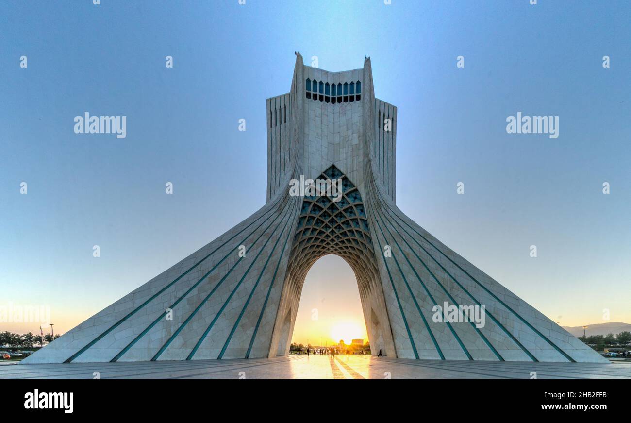 TEHRAN, IRAN - APRIL 2, 2018: Sunset view of Azadi Tower in Tehran ... TEHRAN, IRAN - APRIL 2, 2018: Sunset view of Azadi Tower in Tehran ...