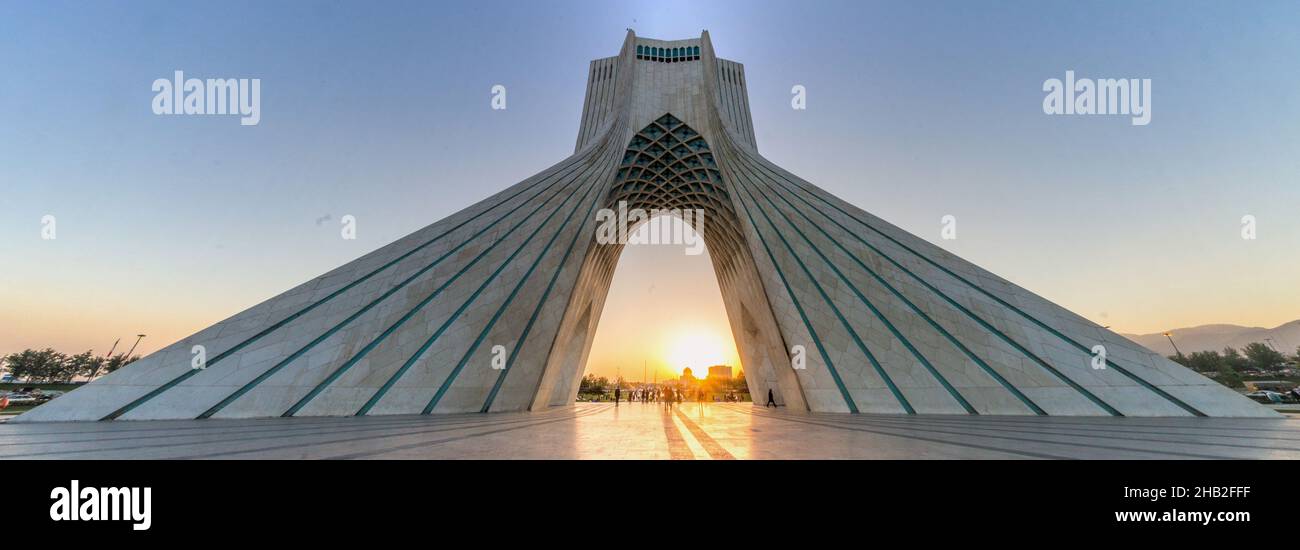 TEHRAN, IRAN - APRIL 2, 2018: Sunset view of Azadi Tower Freedom Tower ...