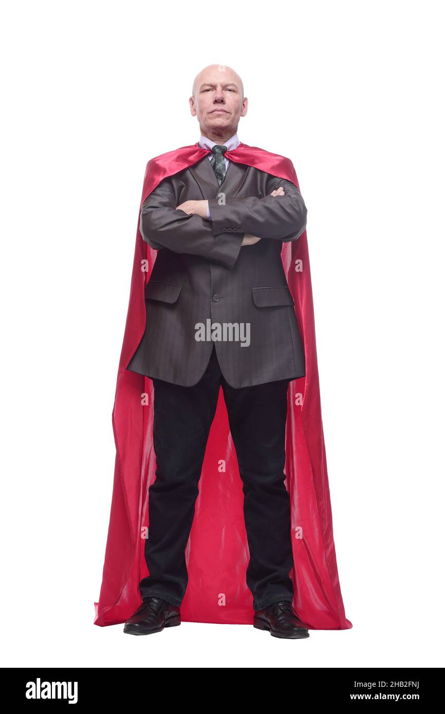business man in a superhero raincoat. isolated on a white Stock Photo ...