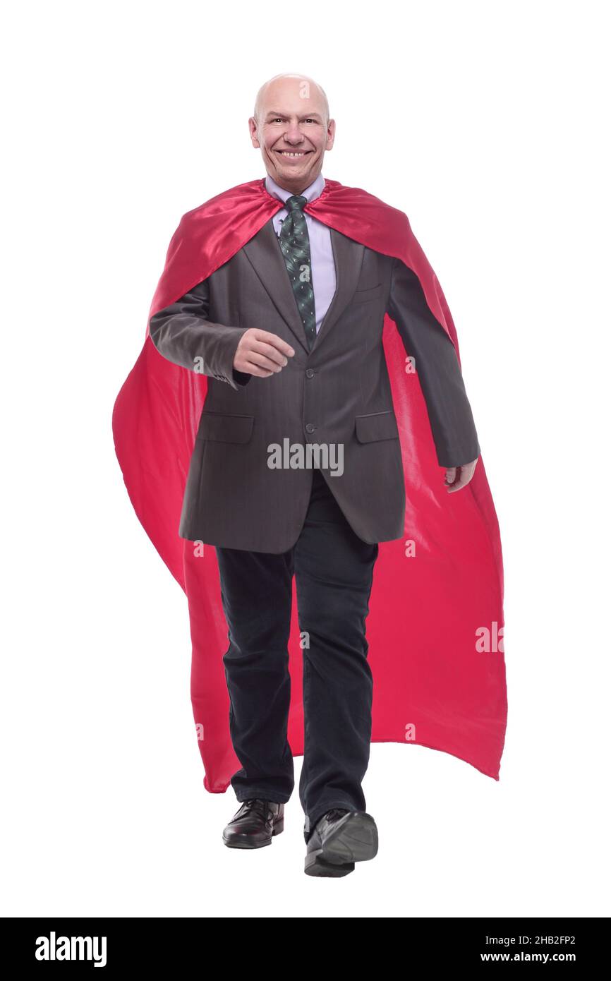 business man in a superhero raincoat. isolated on a white Stock Photo ...